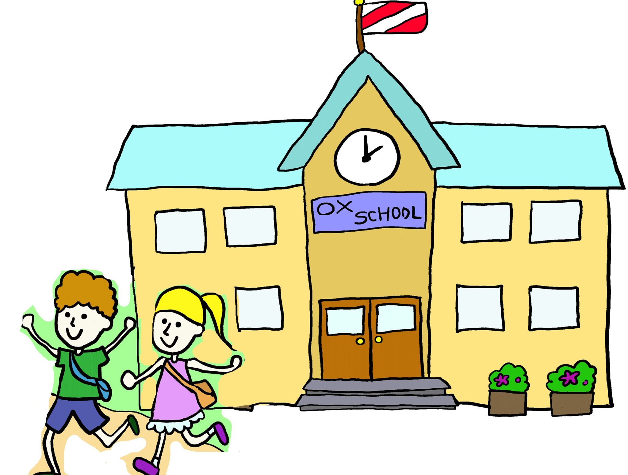 商用フリーイラスト【学校へ来る】 | にほんご教師ピック